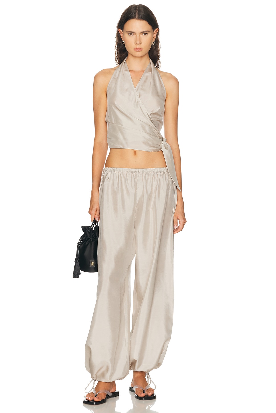 ST. AGNI ST. AGNI Silk Halter Wrap Top